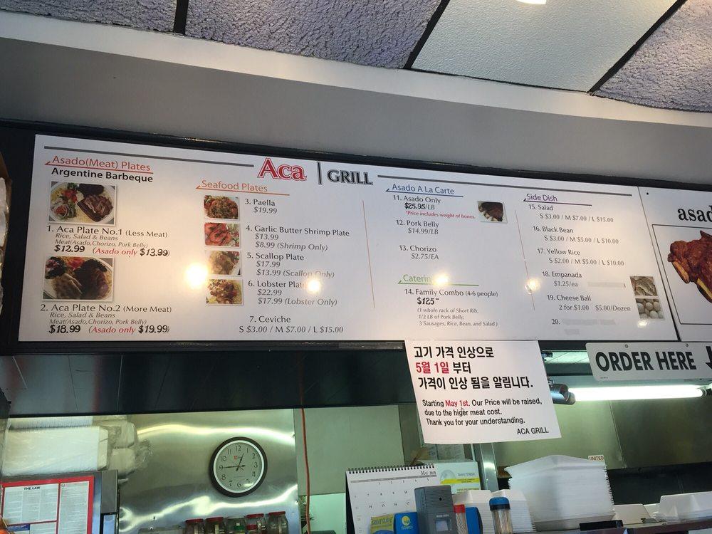 Menu at Aca Grill BBQ, Los Angeles, W 8th St