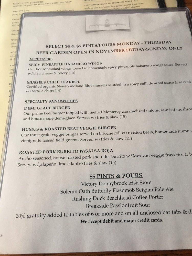 Carta del restaurante Bridge View Tavern, Sleepy Hollow