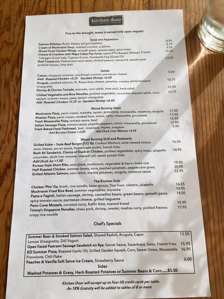 Menu at Kitchen Door pub & bar, Napa