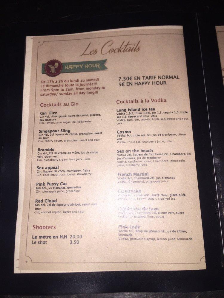 Menu at Le Voltaire pub & bar, Paris, 18 Bd Voltaire