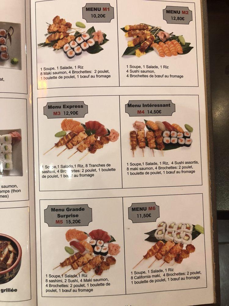 Menu at Sushi Yaki restaurant, Paris, 50 Rue Monsieur le Prince