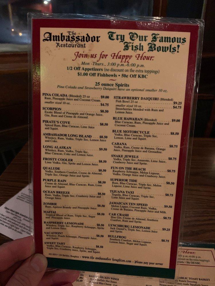 Menu at Ambassador Restaurant, Houghton
