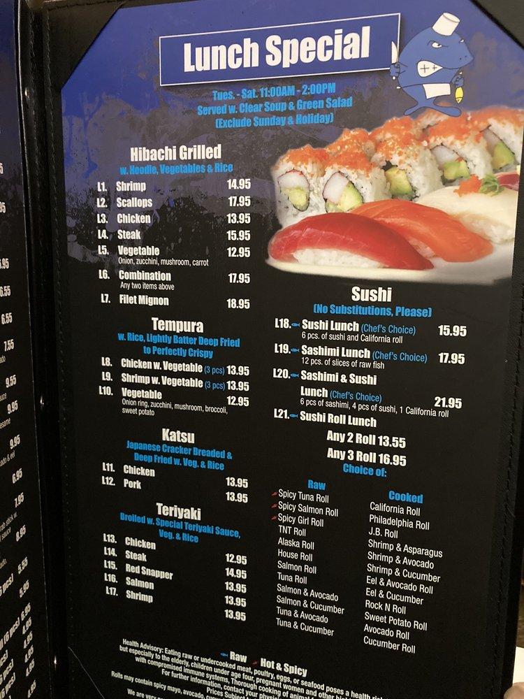 Menu at Big Tuna Japanese Cuisine restaurant, New Berlin