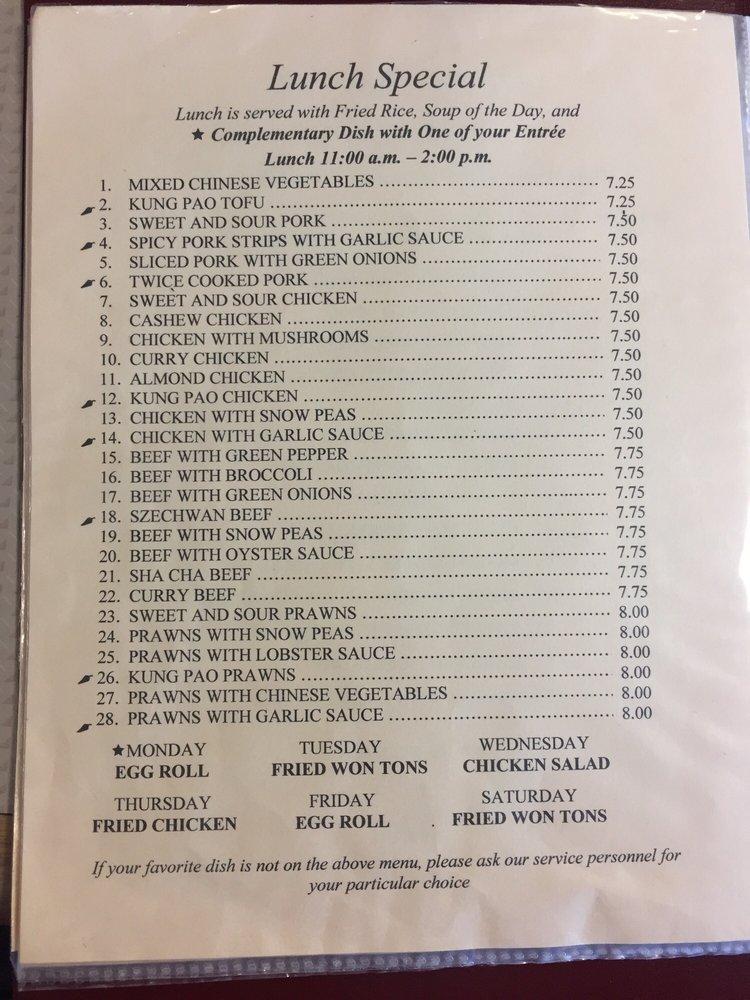 Menu at Canton Restaurant, Scotts Valley, Scotts Valley