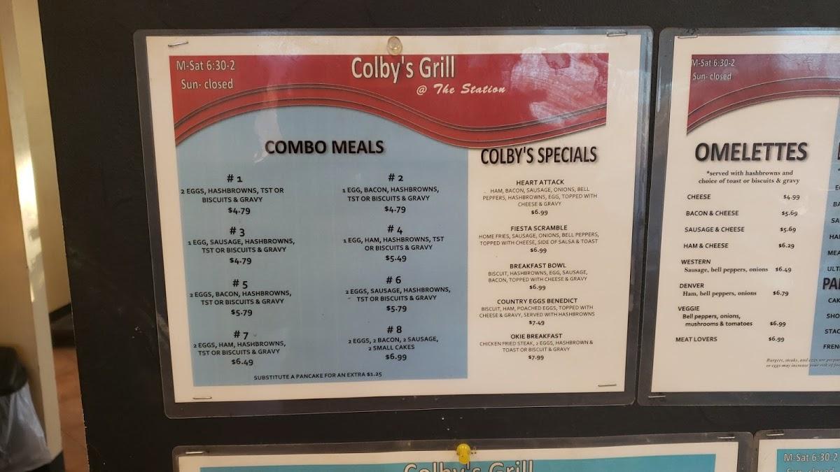 Menu at Colby's Grill @ The Station cafe, Edmond
