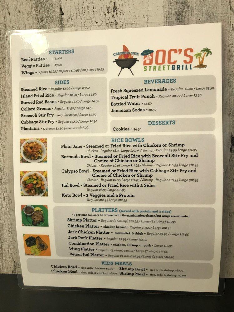 Menu at Doc's Street Grill restaurant, Roanoke