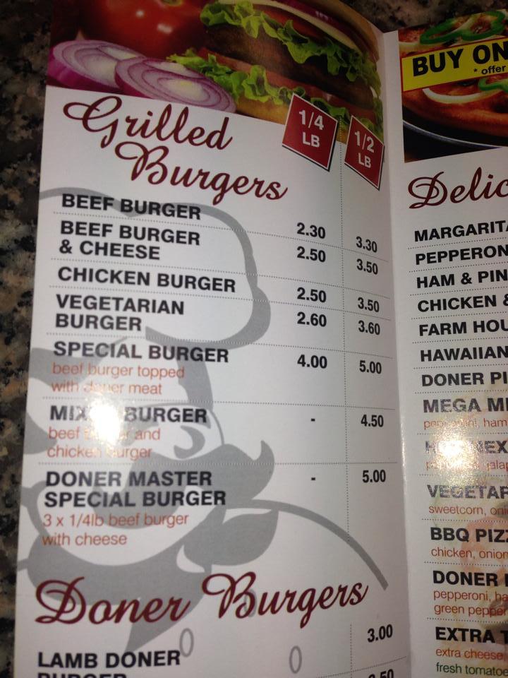 Menu at Doner Master restaurant, Shepshed