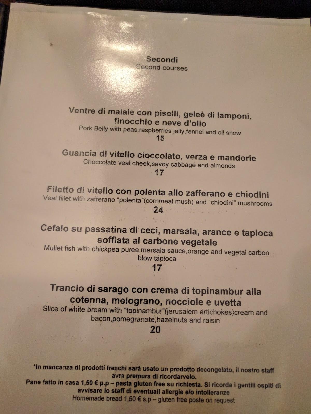 Menu da Il Covo del Tizio ristorante, Roma, Via Brescia