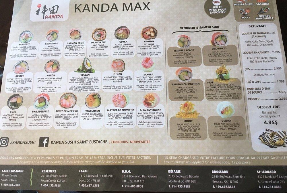 Menu au Kanda Max restaurant, Saint-Eustache, 40 R. Dubois