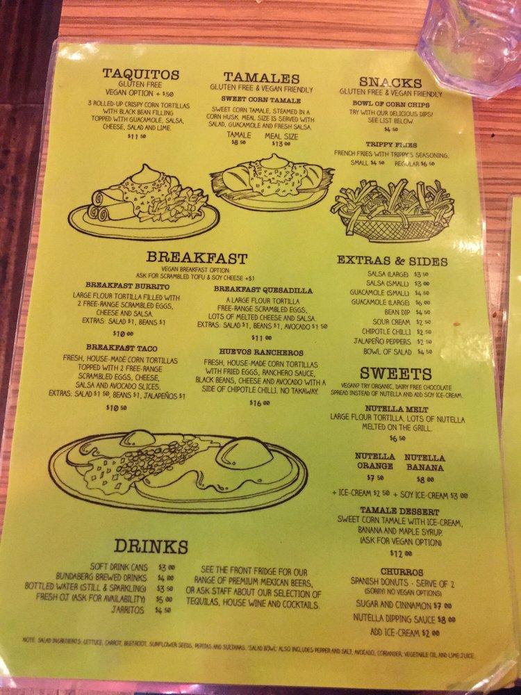 Menu at Trippy Taco restaurant, Fitzroy, 234 Gertrude St