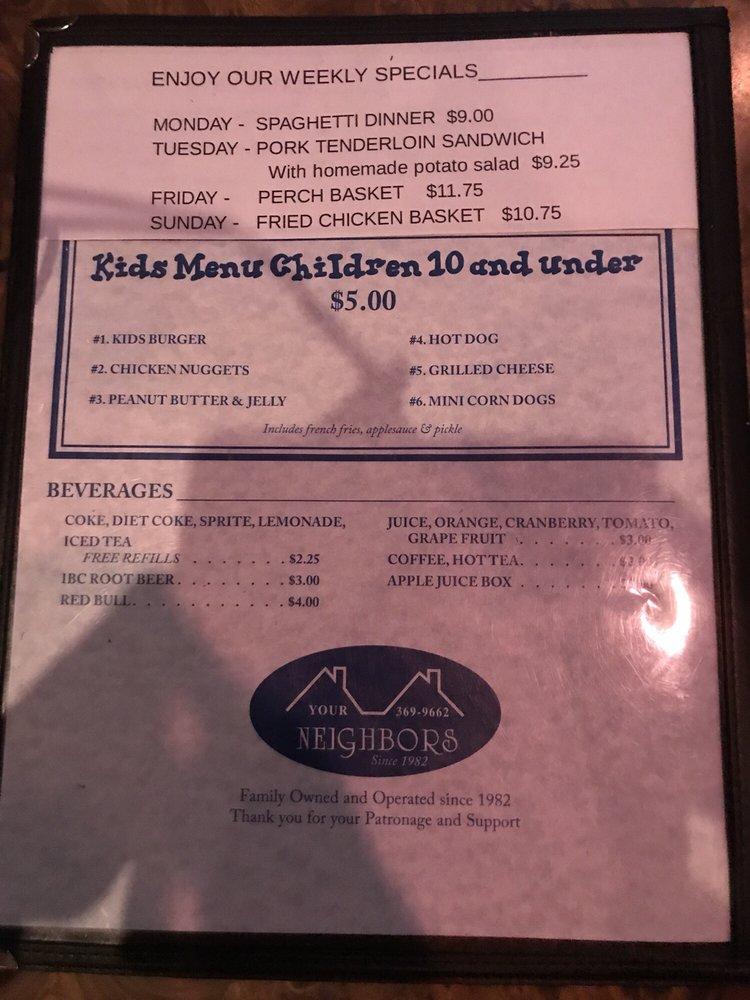 Menu at Your Neighbors pub & bar, Naperville