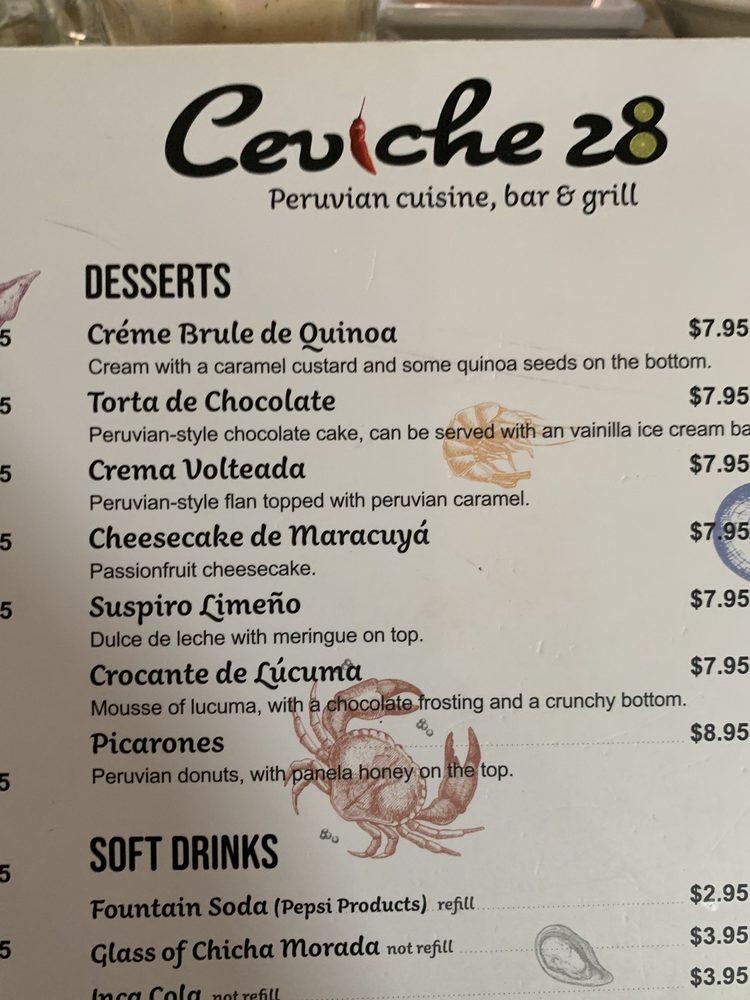 Menu at Ceviche 28 pub & bar, Vero Beach