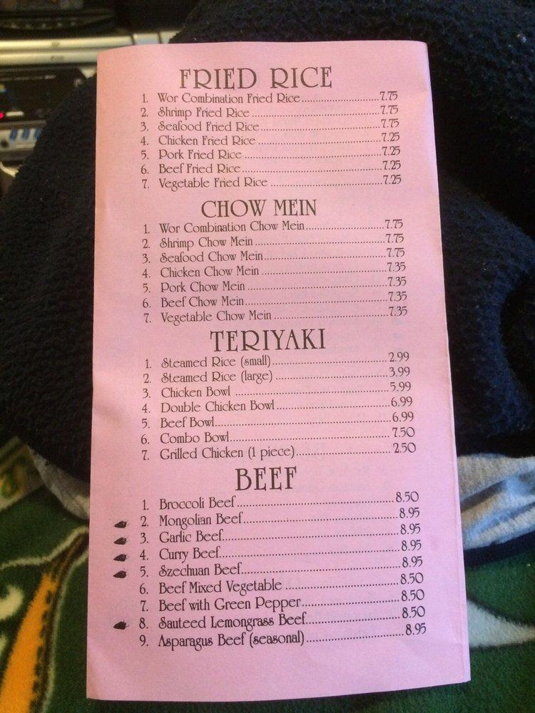 Menu at Golden Chopstix restaurant, Riverbank