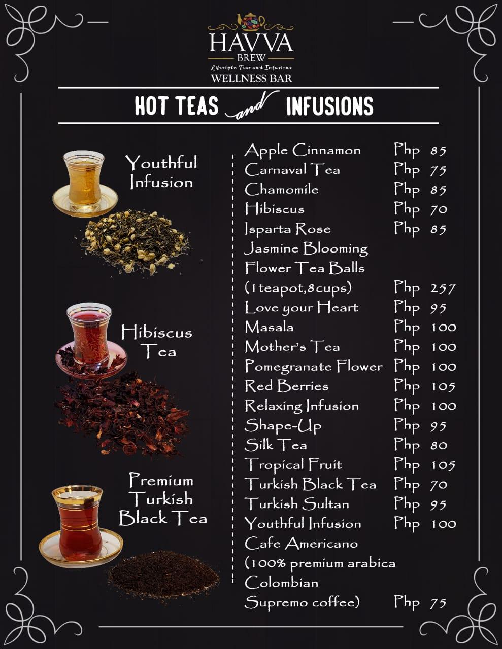 Menu at Havva Brew Wellness Bar, Makati