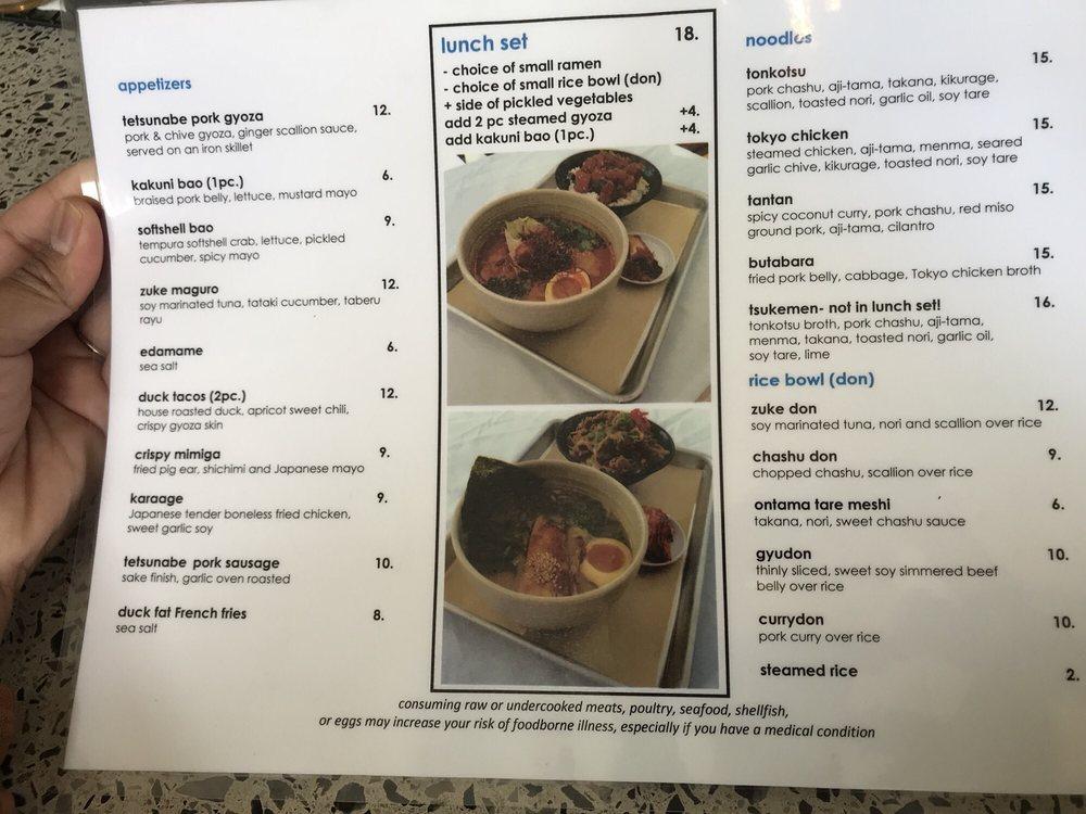 Menu at Momosan Waikiki restaurant, Honolulu
