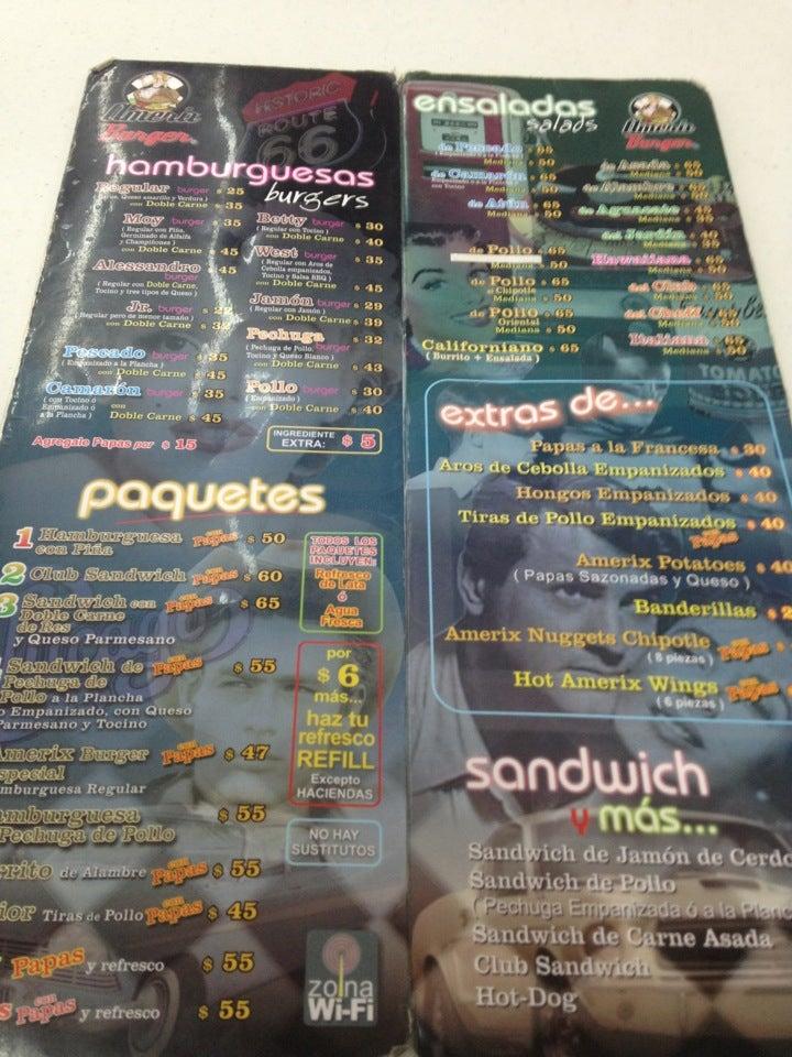 Menu at Amerix Burger Convención restaurant, Aguascalientes, Av ...
