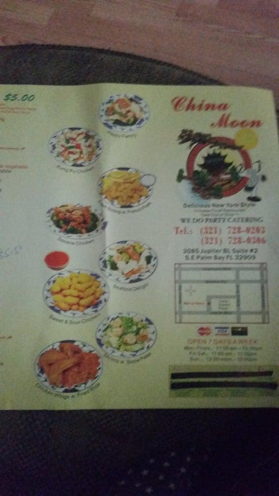 Menu at China Moon restaurant, Palm Bay