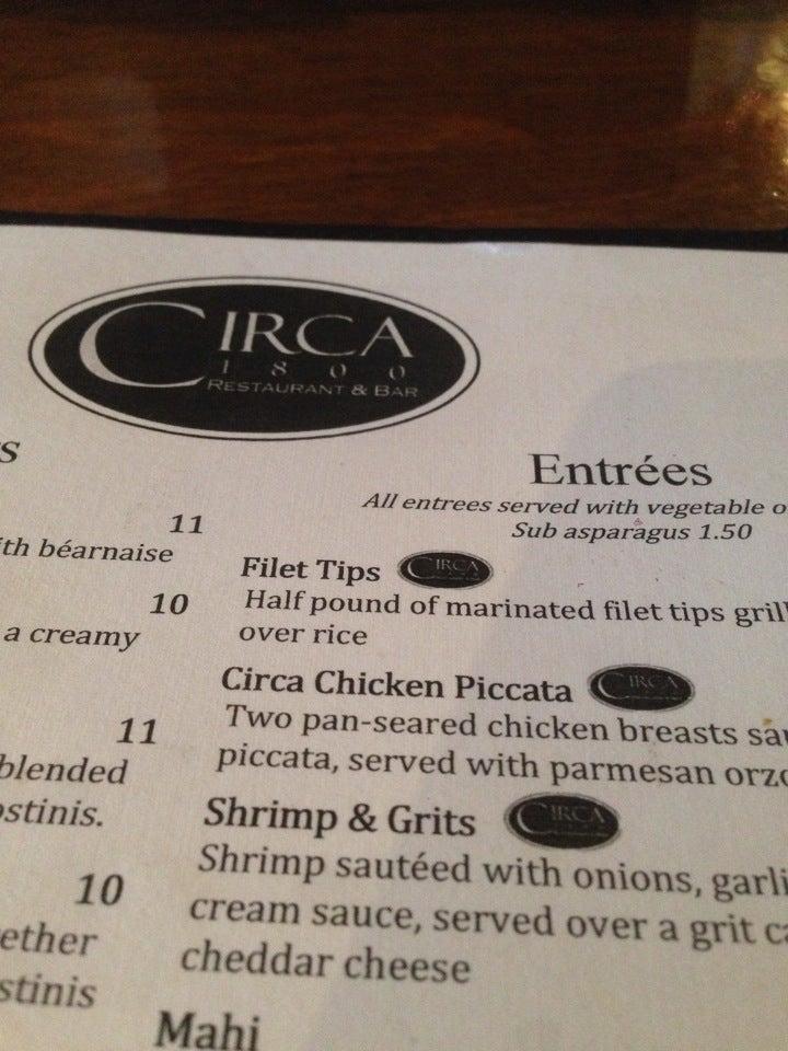 Menu at Circa 1800 pub & bar, Fayetteville