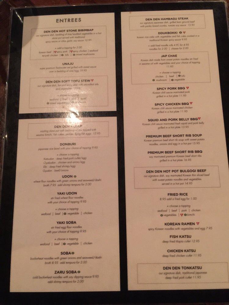 Menu at Den Den Café Asiana restaurant, Providence
