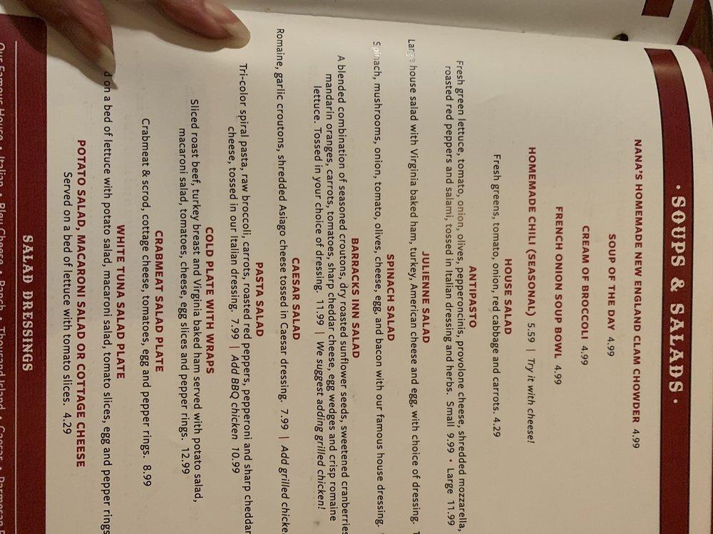 Menu at Fairground Inn restaurant, Watertown