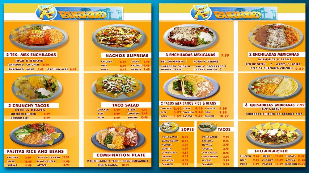 Menu at Los Angeles Burrito Alabaster restaurant, Alabaster