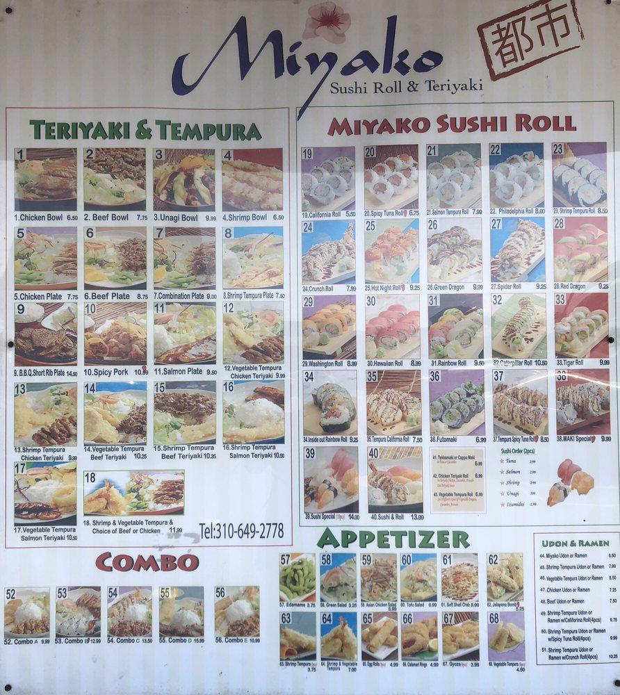 Menu at Miyako Express restaurant, Los Angeles, W Manchester Ave
