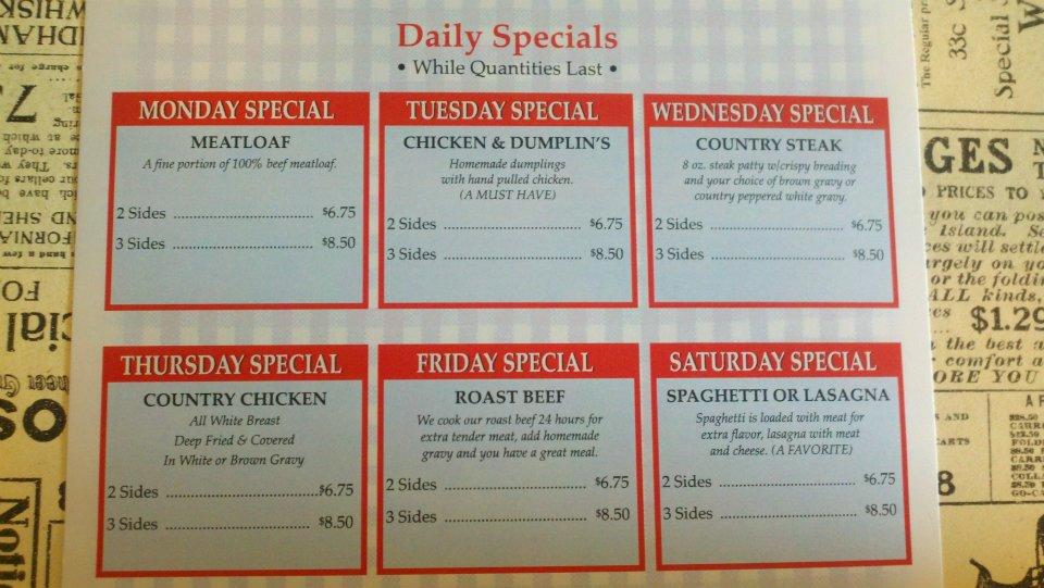 Menu at Mountain View Restaurant, USA, Highway 11 E