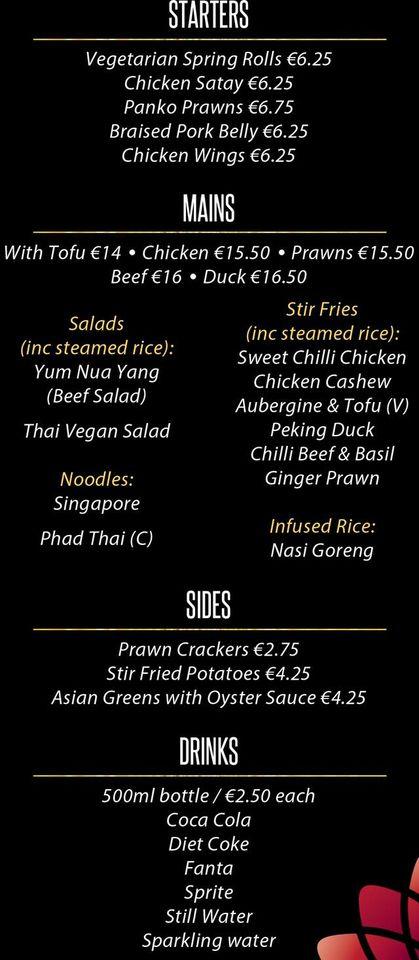 Menu at Red Torch Ginger Maynooth restaurant, Maynooth