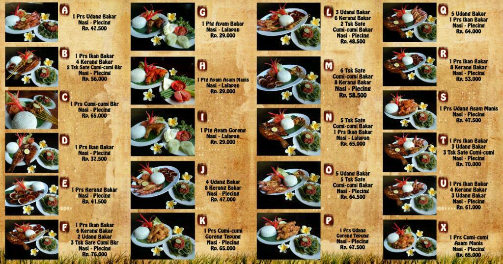 Menu at Warung Subak restaurant, Denpasar, Jalan Astasura No. 5 Peguyangan