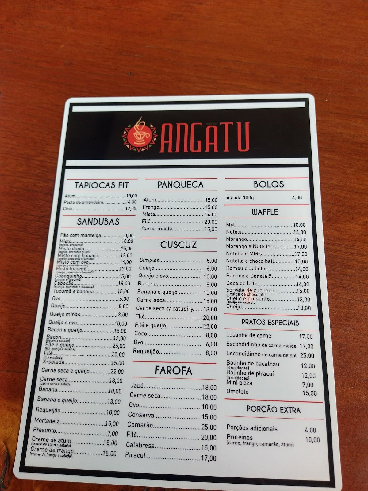 Menu em Angatú Café, Manaus