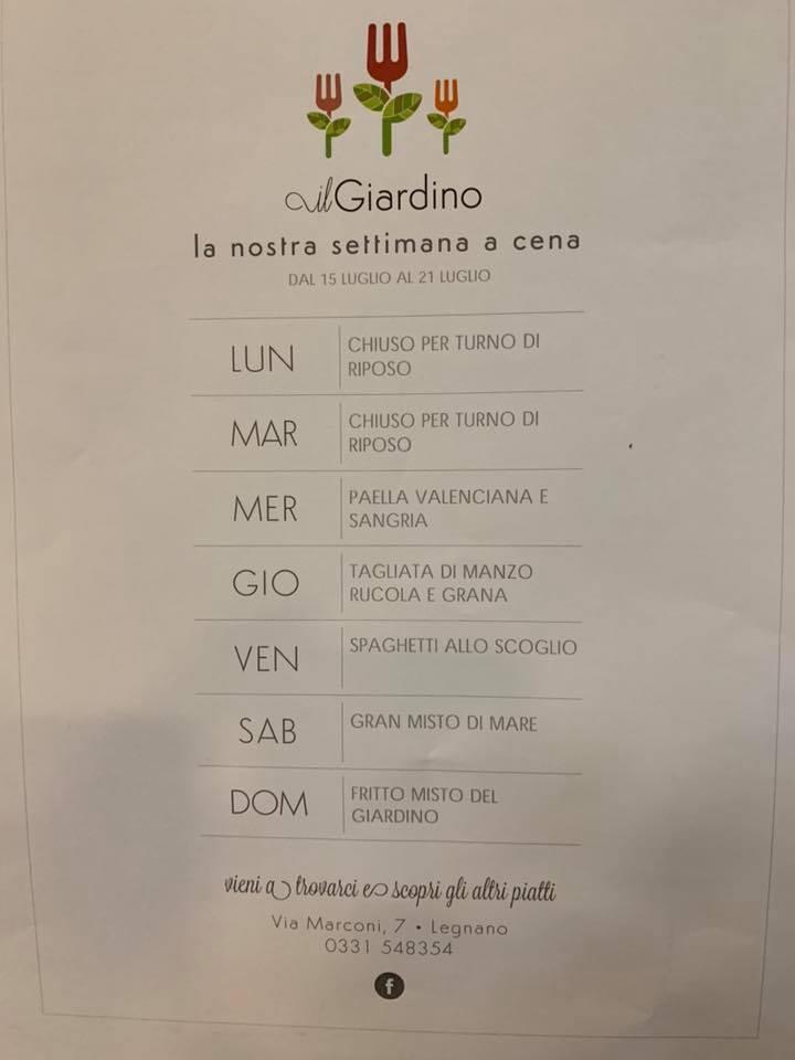 Menu at IL GIARDINO Ristorante self service, Legnano
