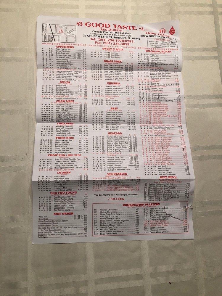Menu at Good Taste Restaurant, Ramsey