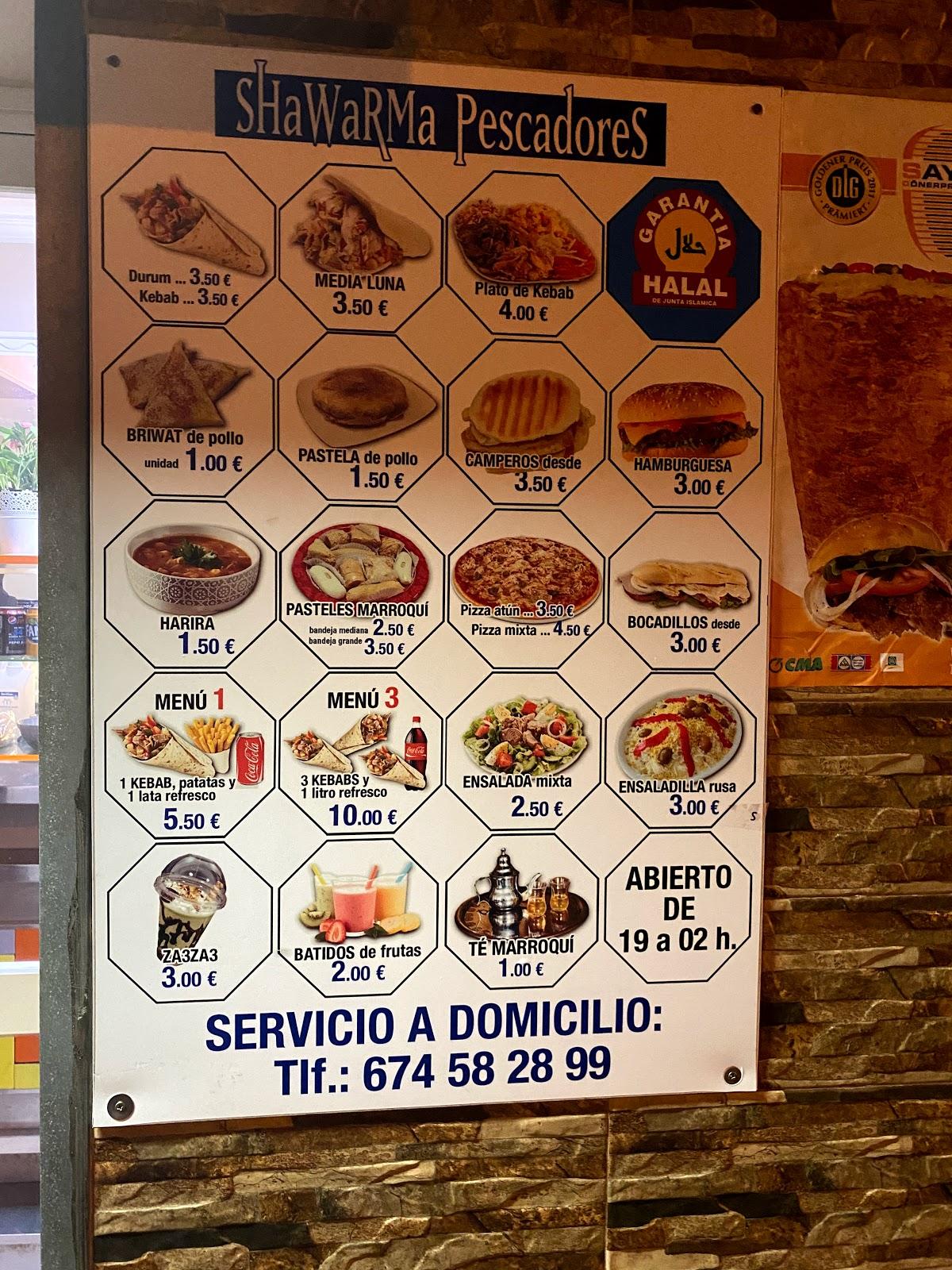 Menu at Kebab-Cafeteria Redouan-Ana, Algeciras