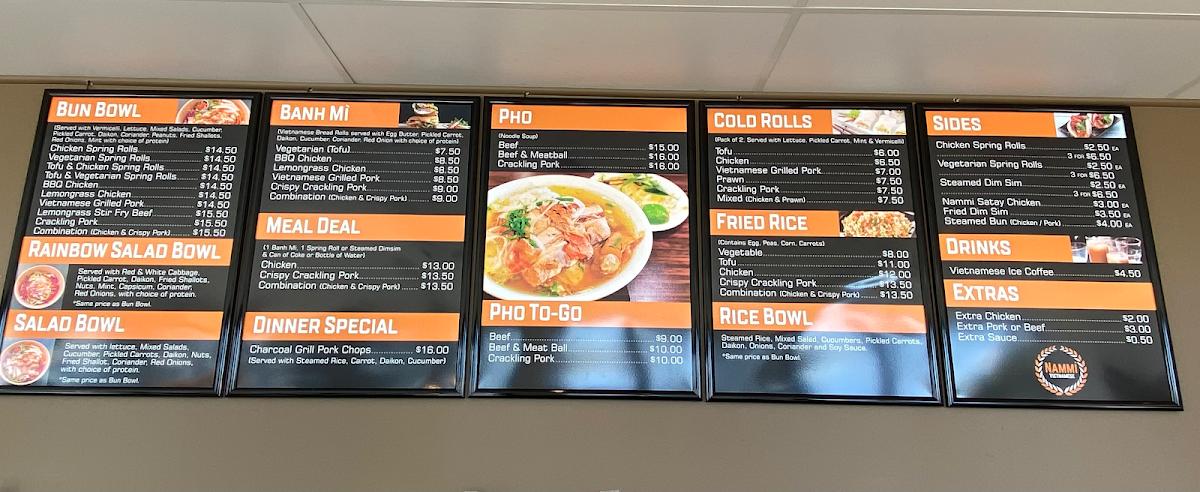 Menu at Nammi Vietnamese Richmond Village restaurant, Marleston