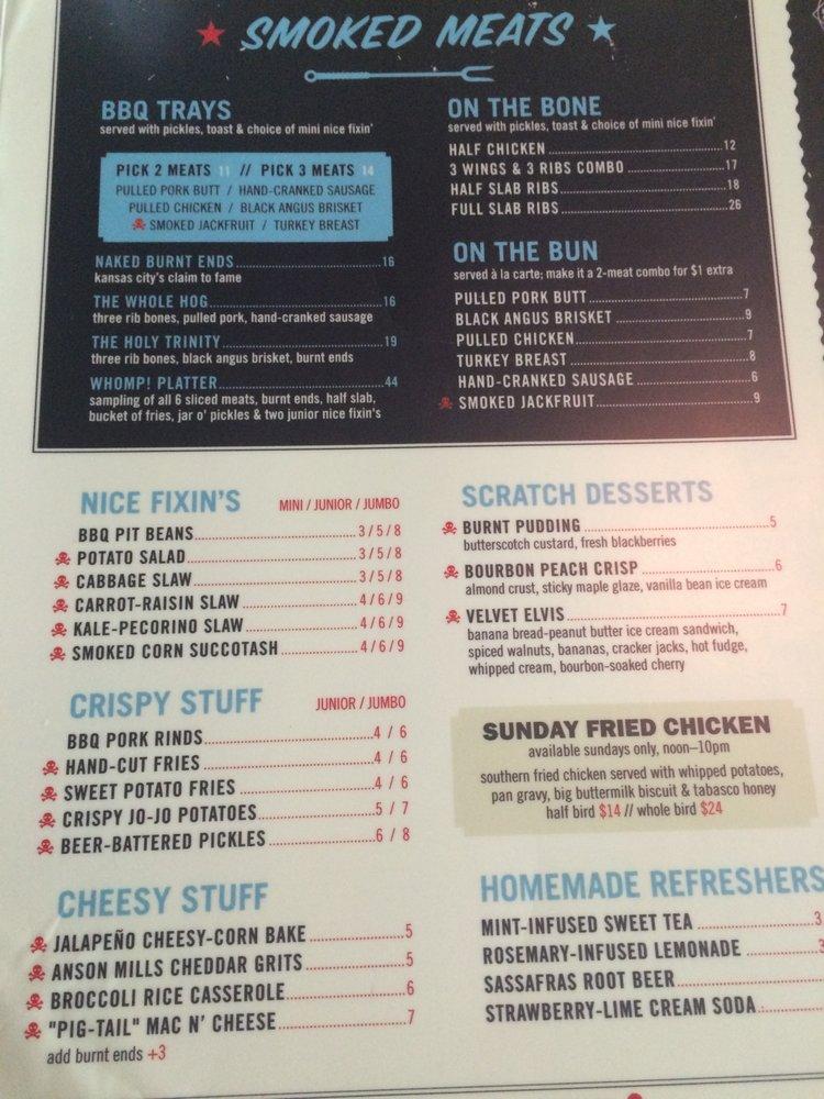 Menu at Char Bar, Kansas City
