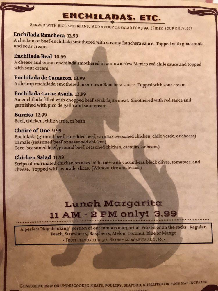 Menu at Coyote's Cafe & Cantina, Henderson