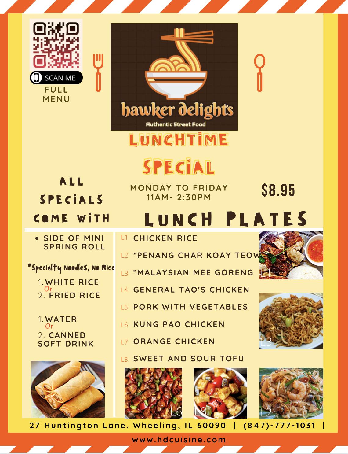 Carta de HD Cuisine - Hawker Delights Restaurant, Wheeling