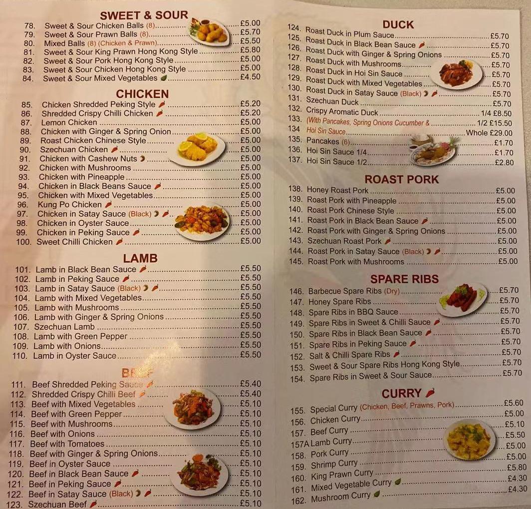Menu at Phoenix house fast food, Woodford