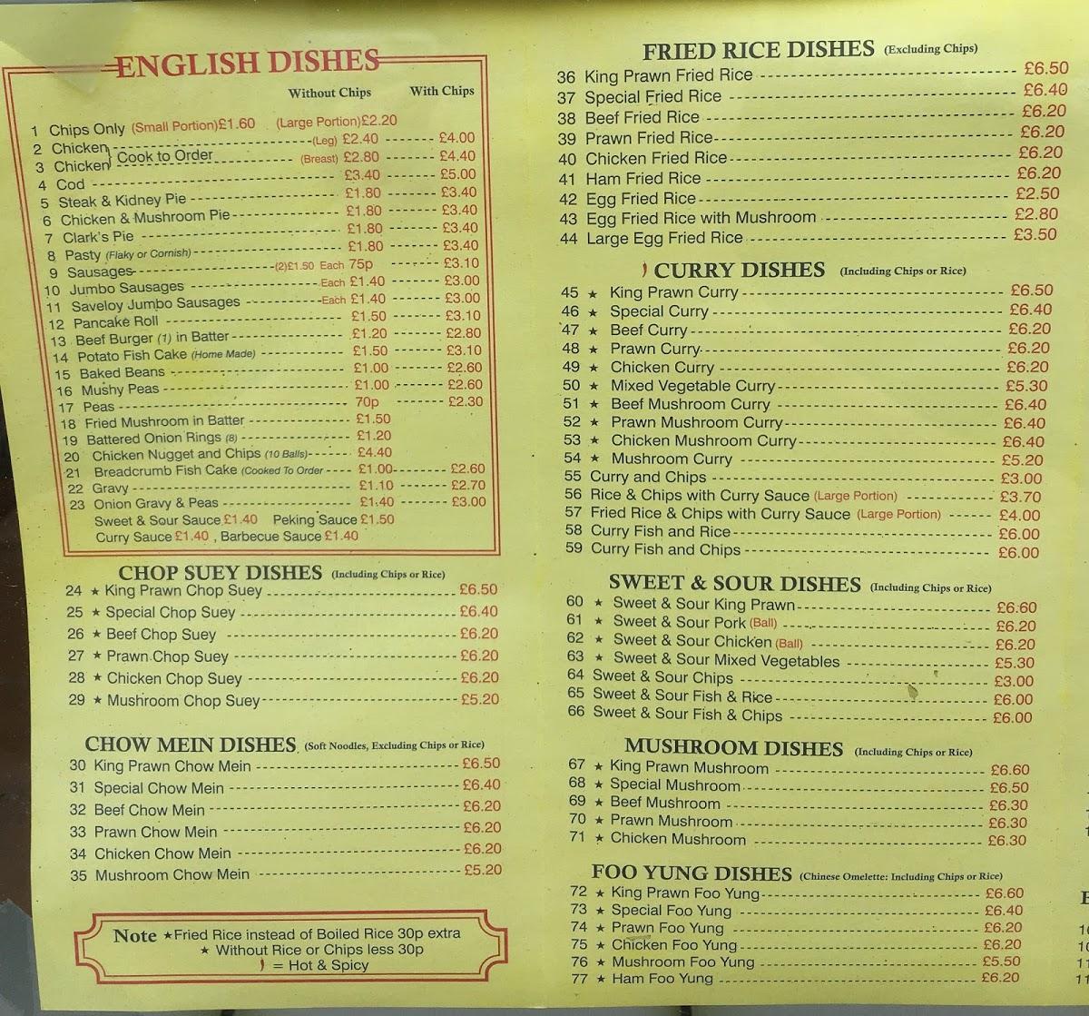Menu at Golden Kitchen restaurant, Bristol, 489 Whitehall Rd