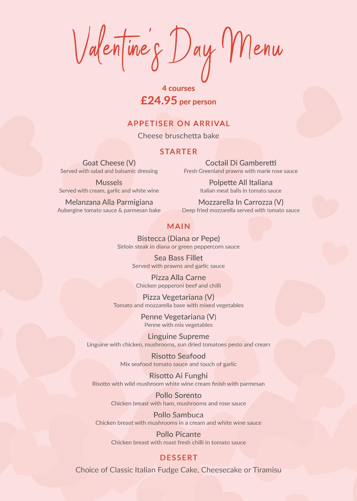 Menu at Sambuca restaurant, Shipley