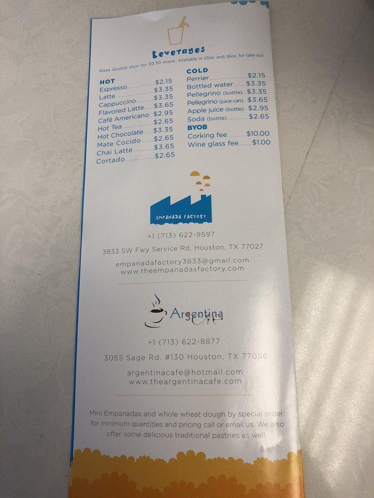 Menu at Argentina Cafe, Houston, SW Fwy