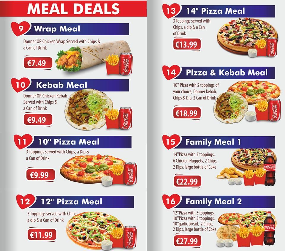 Menu at Fethard takeaway, Ireland, John's Hill House