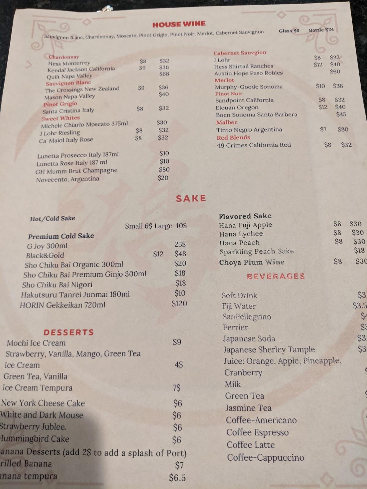 Menu at Kyu Sushi Asian Kitchen restaurant, The Woodlands
