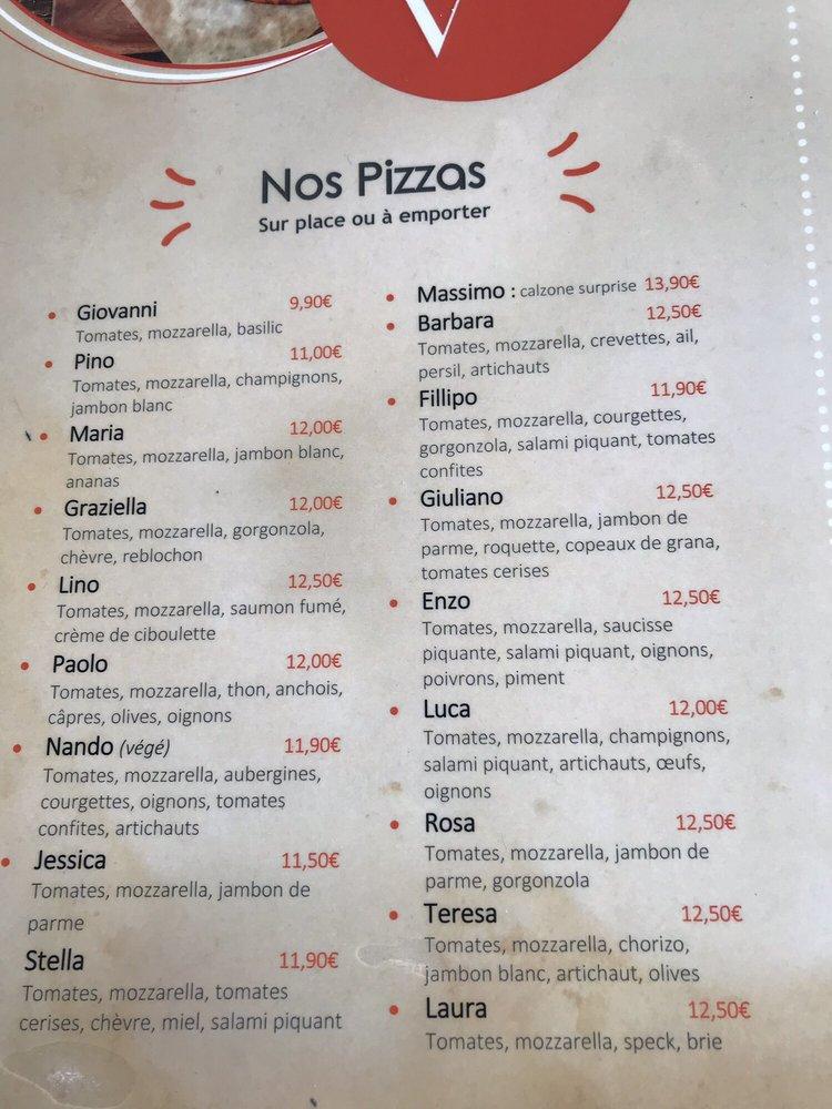 Menu at La Dolce Vita pizzeria, Le Crotoy
