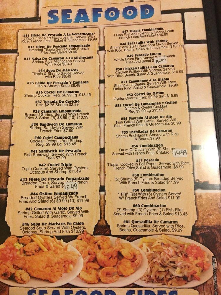 Menu at La Ribera restaurant, Corpus Christi, Morgan Ave