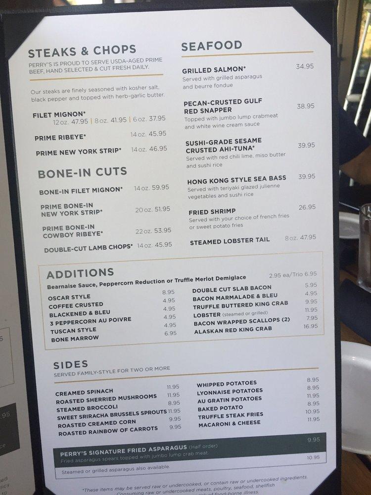Menu at Perry's Steakhouse & Grille, Birmingham