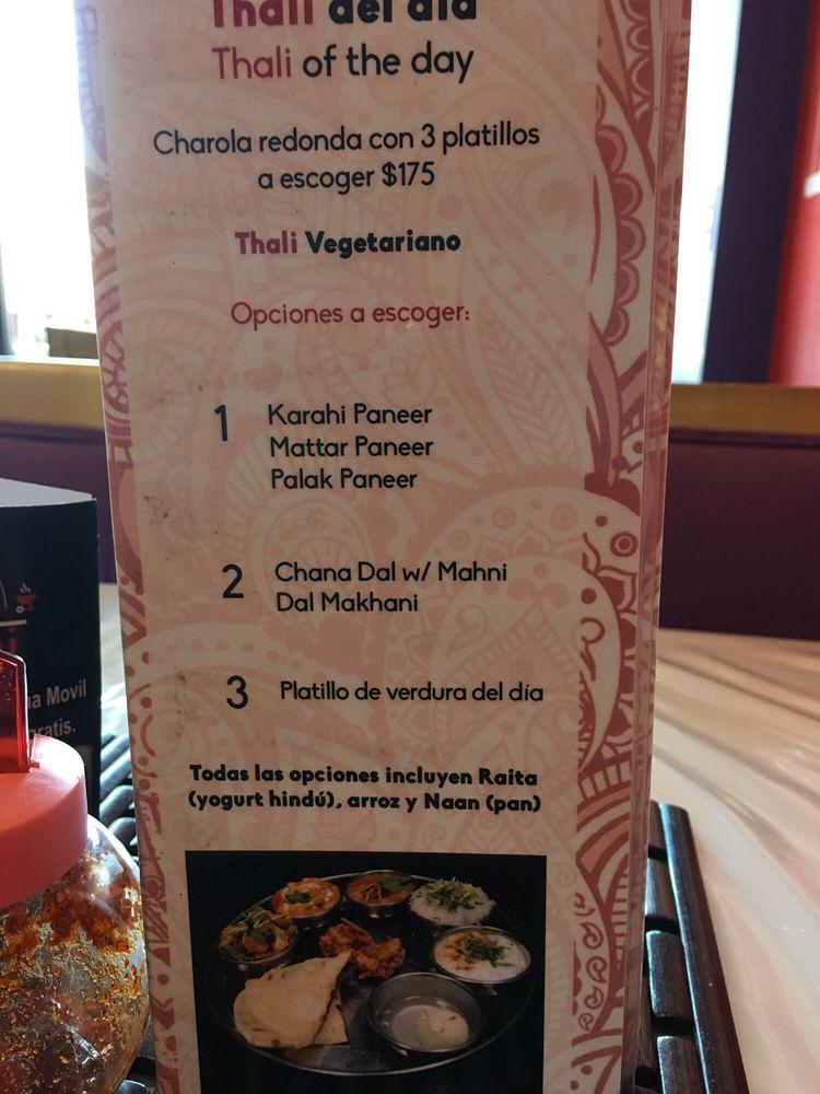 Menu at Punjabi Indian Cuisine restaurant, Tijuana, C-6