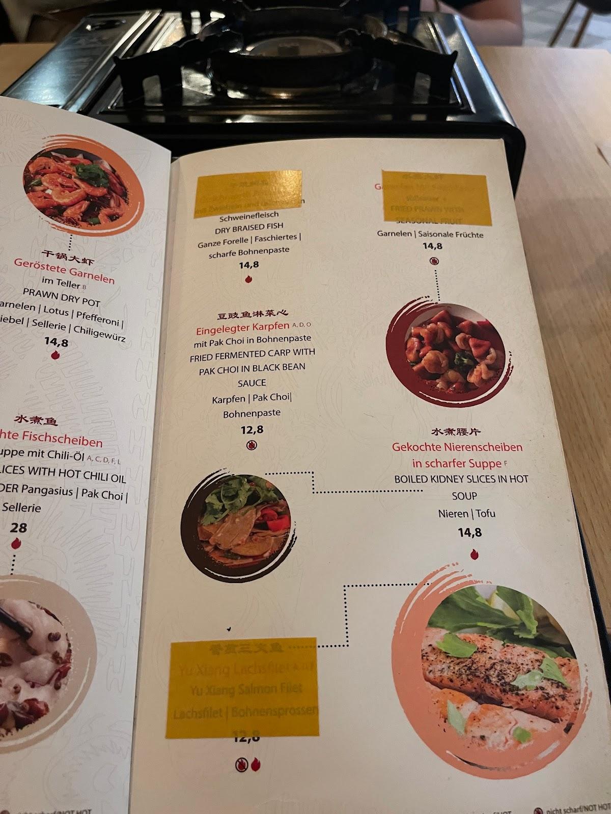 Menu at SHU Spicy Sichuan Food restaurant, Vienna