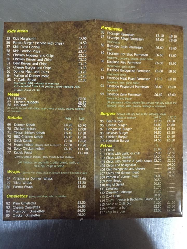 Menu at The Italian Job pizzeria, Stockton-on-Tees