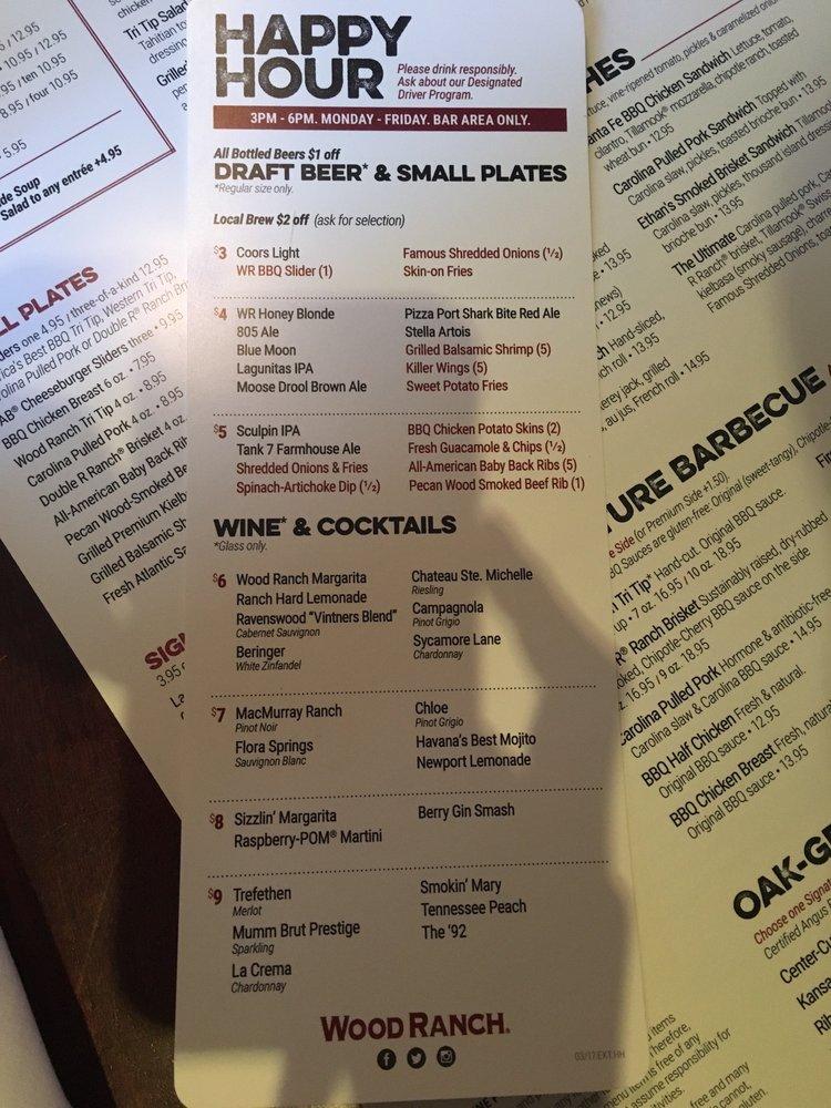 Menu at Wood Ranch BBQ, Cerritos